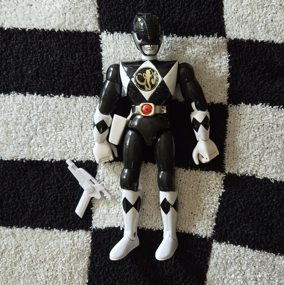 Toys | Vintage Power Rangers Black Ranger Kick Action Bandai Zach 1993 ...